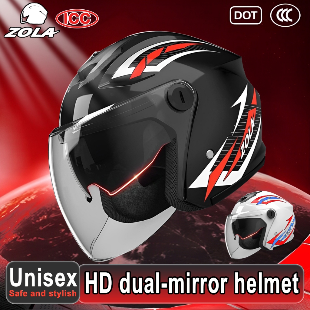 【Genuine Authorization】Super cool HD Double Mirror Helmet half face ...