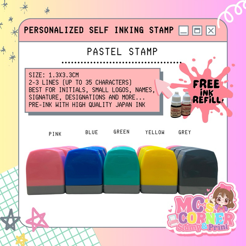 PERSONALIZED STAMP FREE INK | PASTEL SELF INKING STAMP | Shopee Philippines
