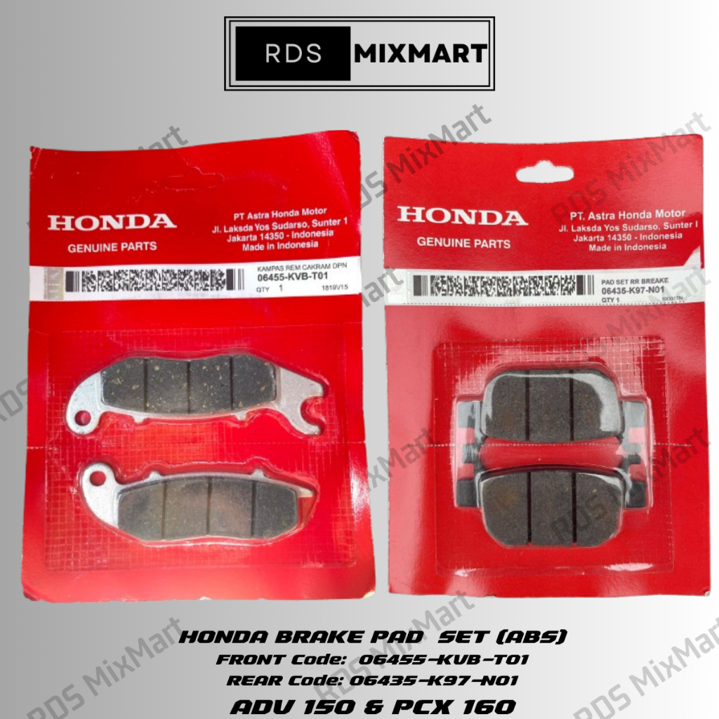 HONDA BRAKE PAD SET ( FRONT & REAR ) for ADV 150 AND PCX 16O ABS ...