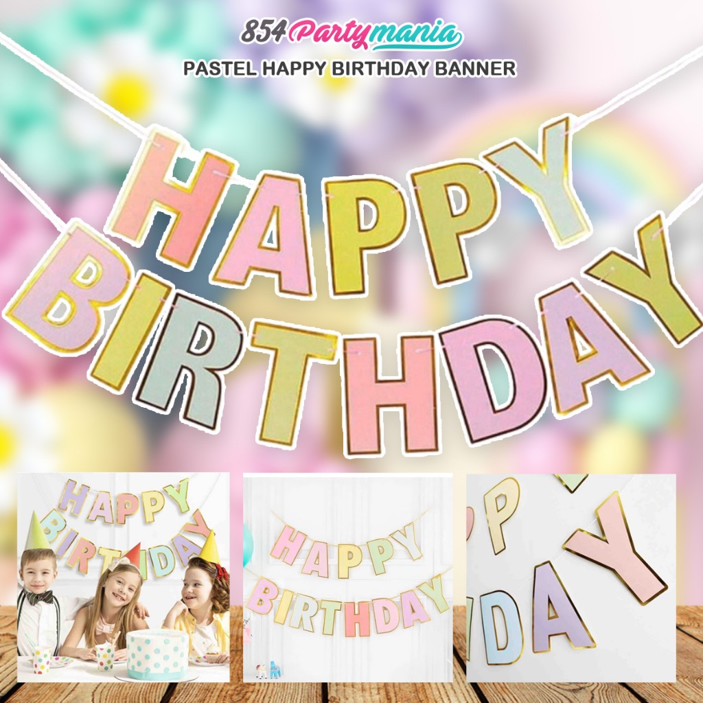 [PREMIUM QUALITY] Pastel birthday banner happy birthday banner pastel ...