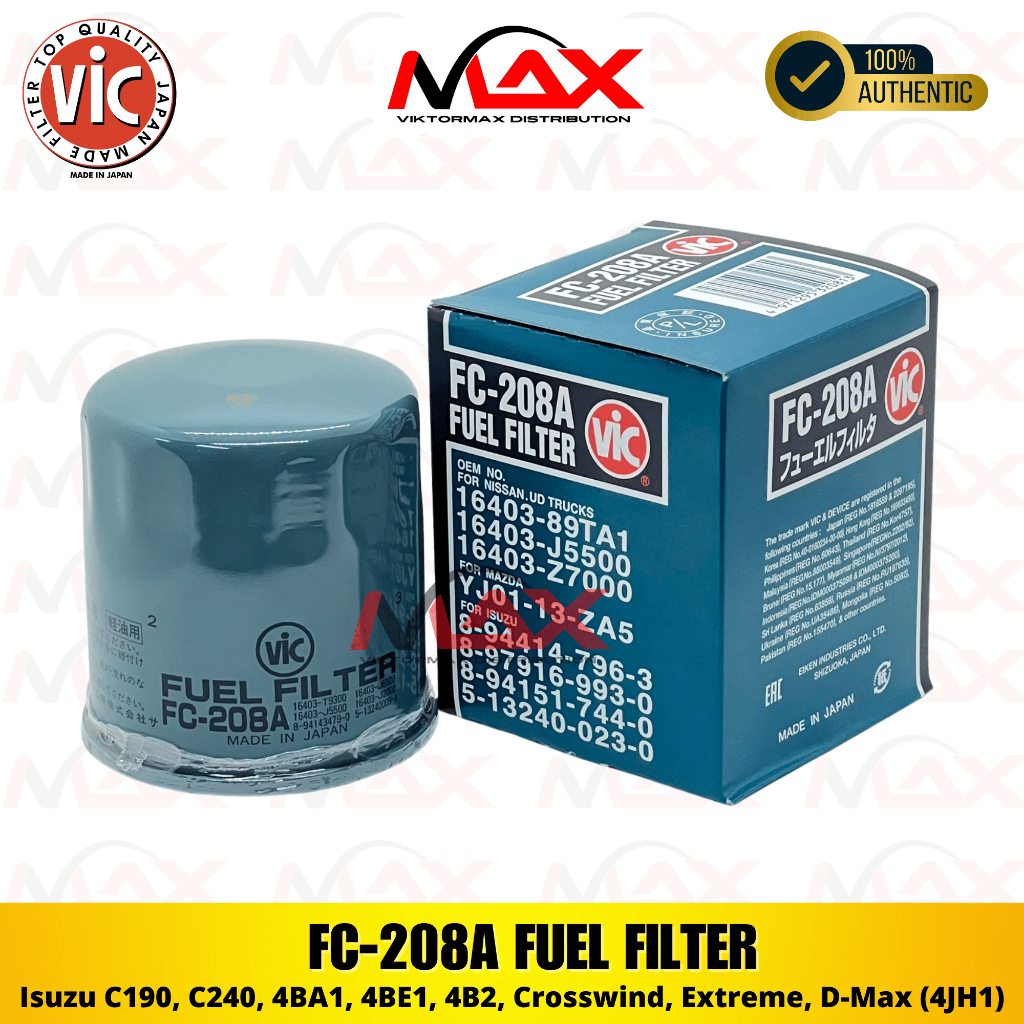FC-208A Vic Fuel Filter For Isuzu C190, C240, 4BA1, 4BE1, 4B2 ...