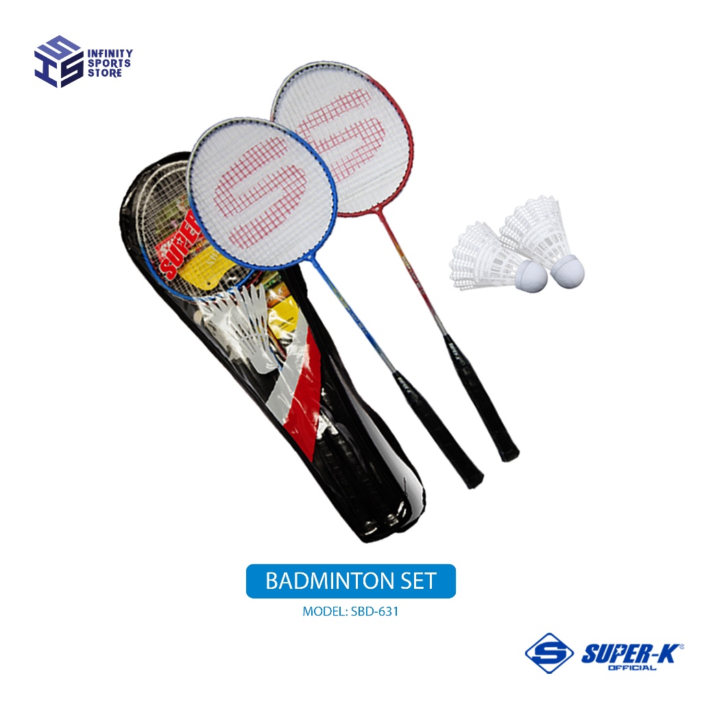 Super-K Badminton Racket Blue/Red x 1 set (SBD-631) | Shopee Philippines