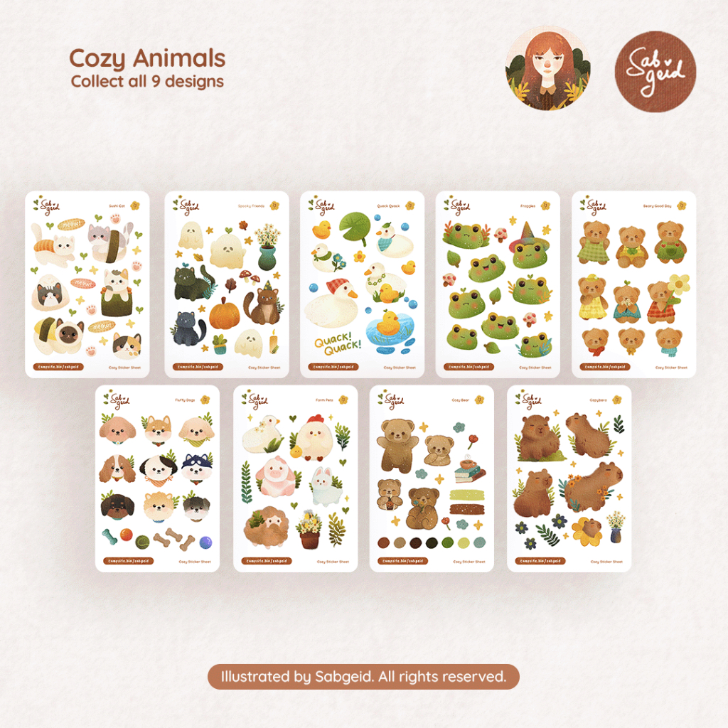 Cute and Cozy Animal Friends Sticker Sheet for planners, polco deco ...