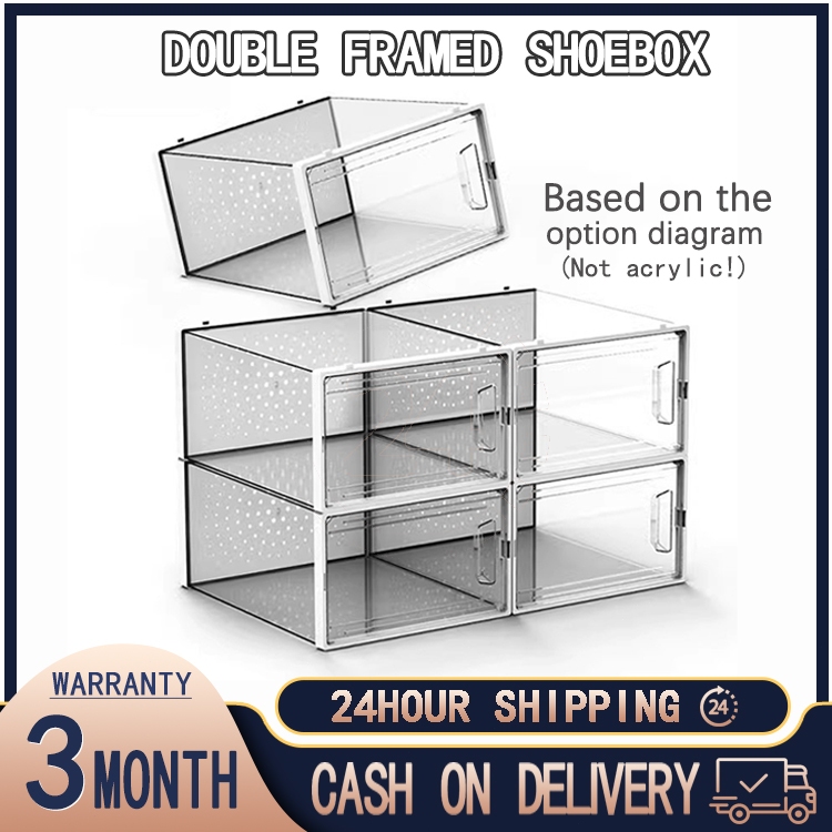Large Size Stackable Shoe Box Storage Organizer Self-assembly Shoe Rack ...