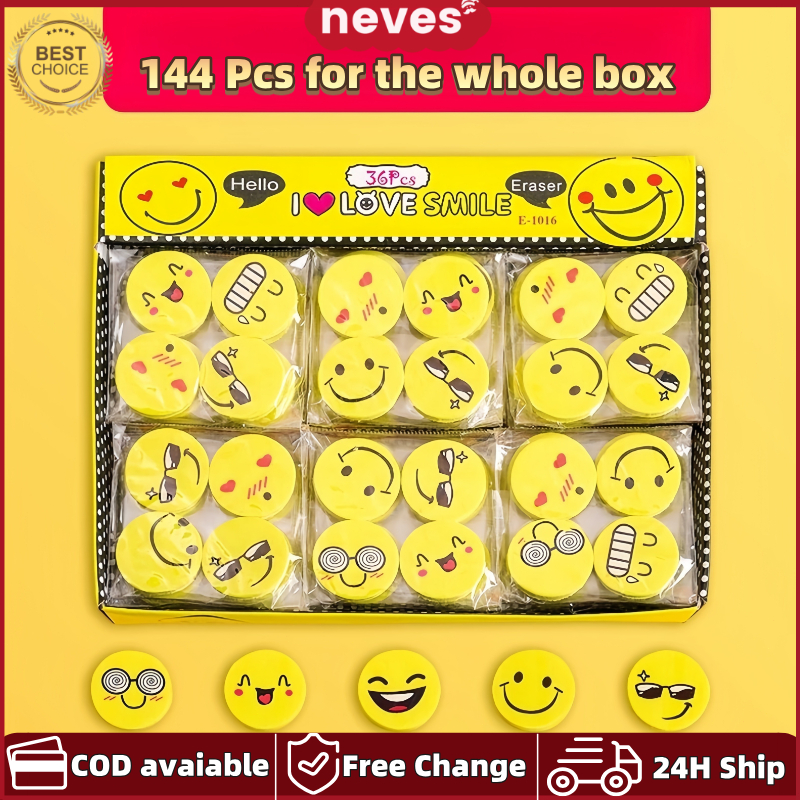 4-Pcs Eraser School Supplies Multiple Emotions and Smiling Faces Eraser ...