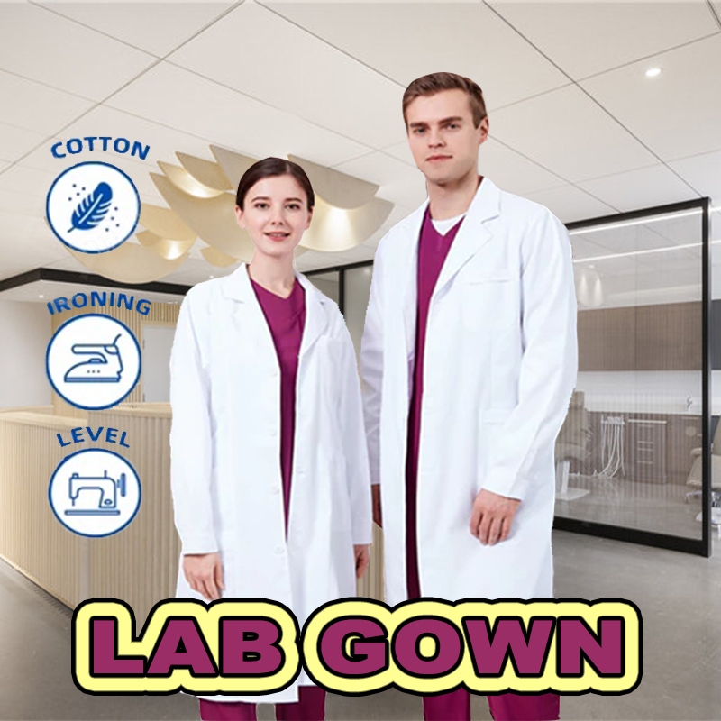 Lab Gown Button Long Sleeve Lab Gown For Students Male Lab Coat Doctor ...