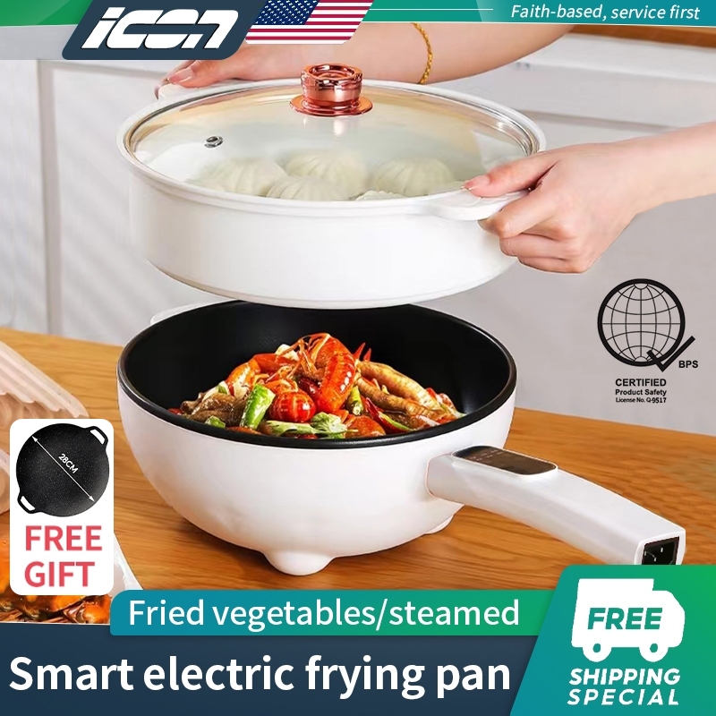 ICON Electric Frying Pan 2Layer Cooker Multifunctional Rice Cooker Non ...