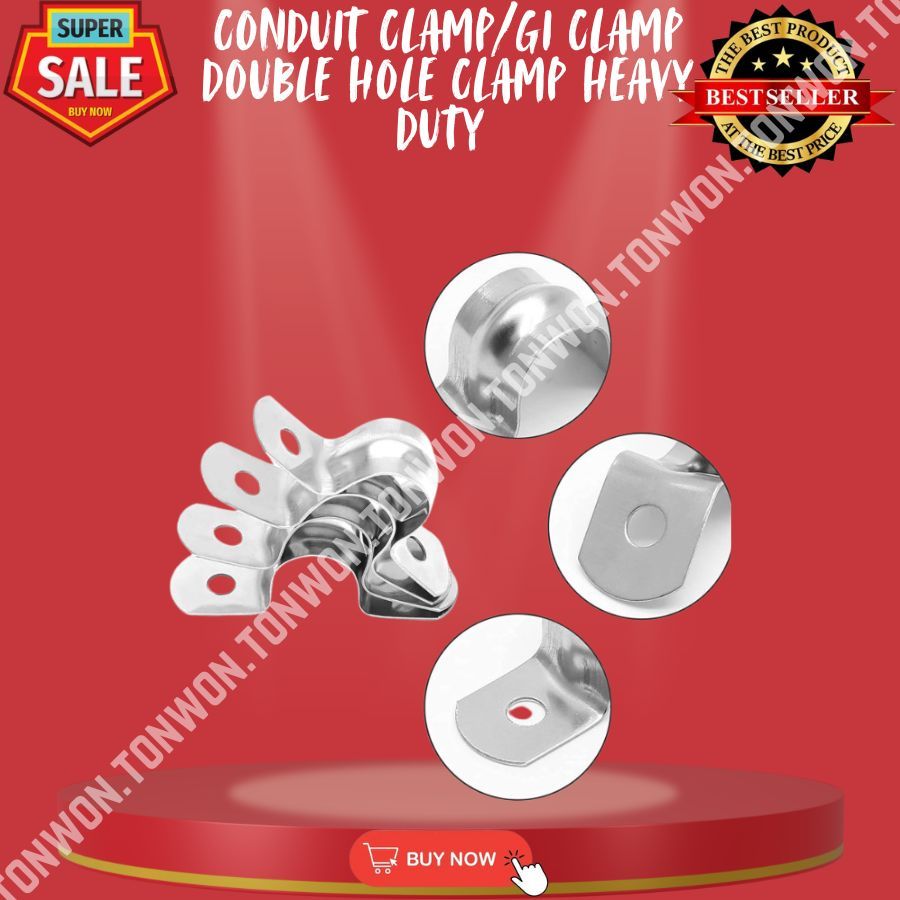 Conduit Clamp/GI Clamp Double Hole Clamp Heavy Duty 3/4 & 1/2 | Shopee ...
