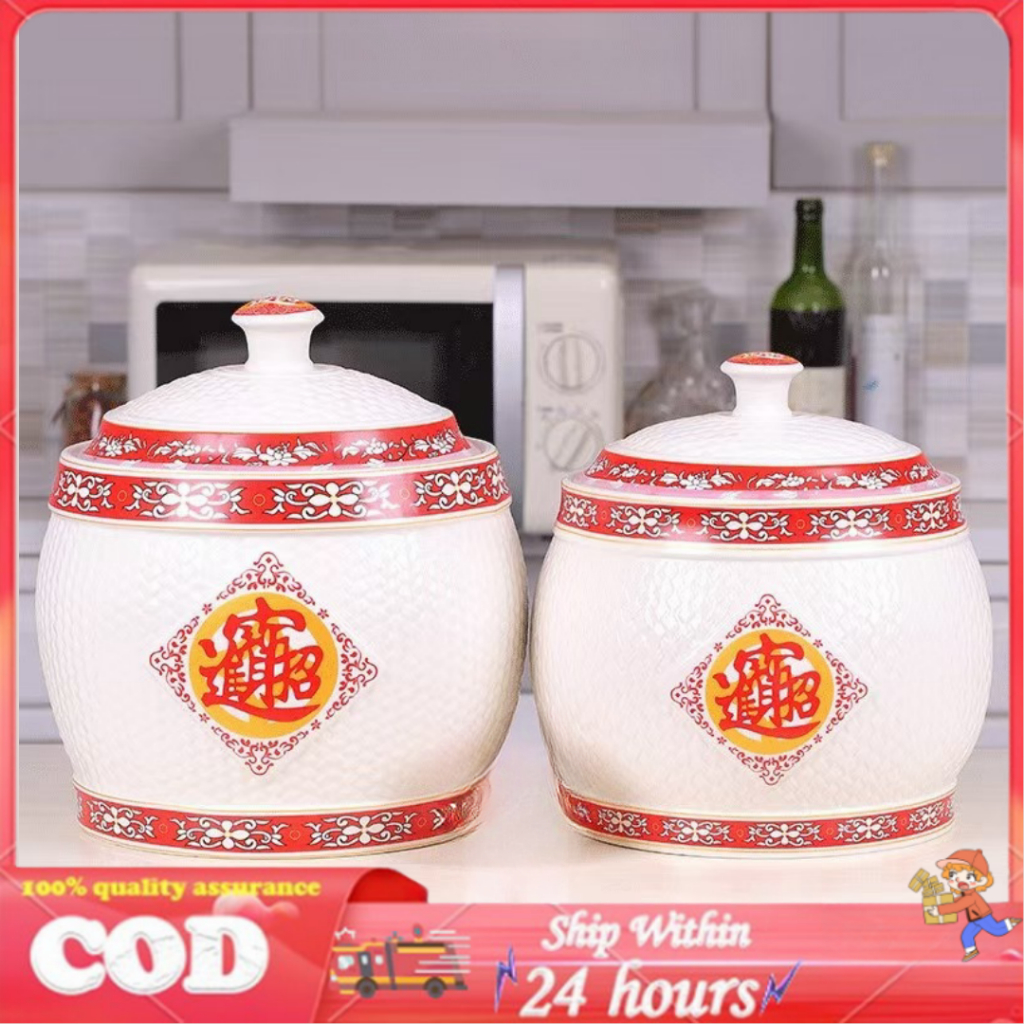 Porcelain rice dispenser 5kg/10kg/15kilos Ceramic rice storage ...