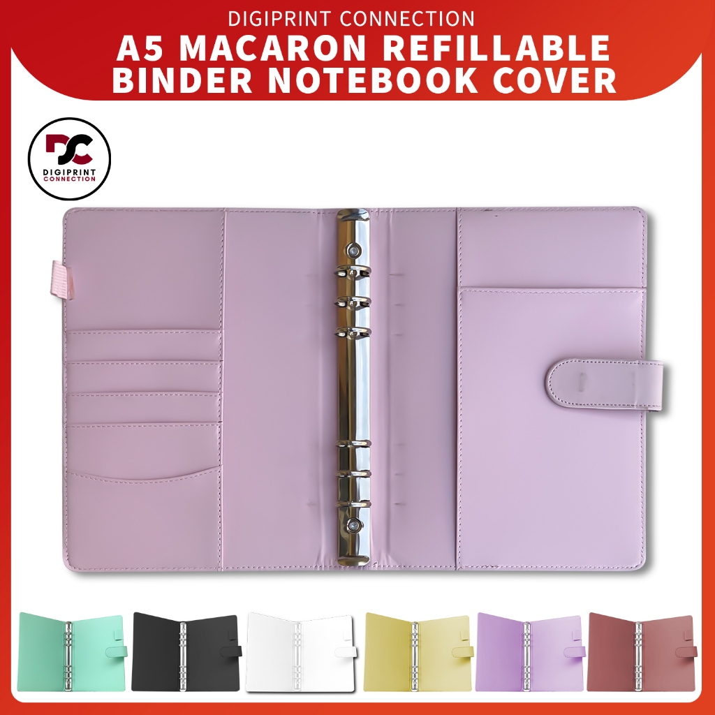 A5 Macaron Refillable Binder Notebook Cover PU Leather Photocard Binder ...