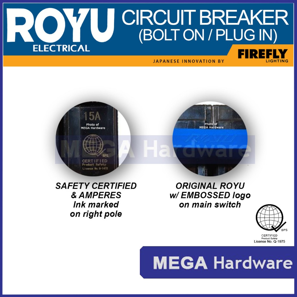 ROYU CIRCUIT SAFETY BREAKER (PLUG IN or BOLT ON) | Shopee Philippines
