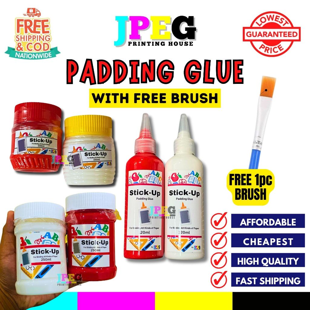 Stick-up Red Padding Glue FREE BRUSH Cement, White Glue, Strong ...