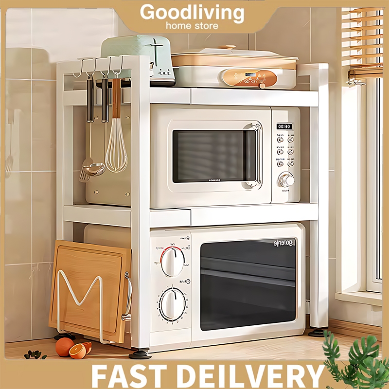 ⚽COD⚽Scalable Microwave Rack Stainless Steel Oven Rack Shelf 3 Layer ...