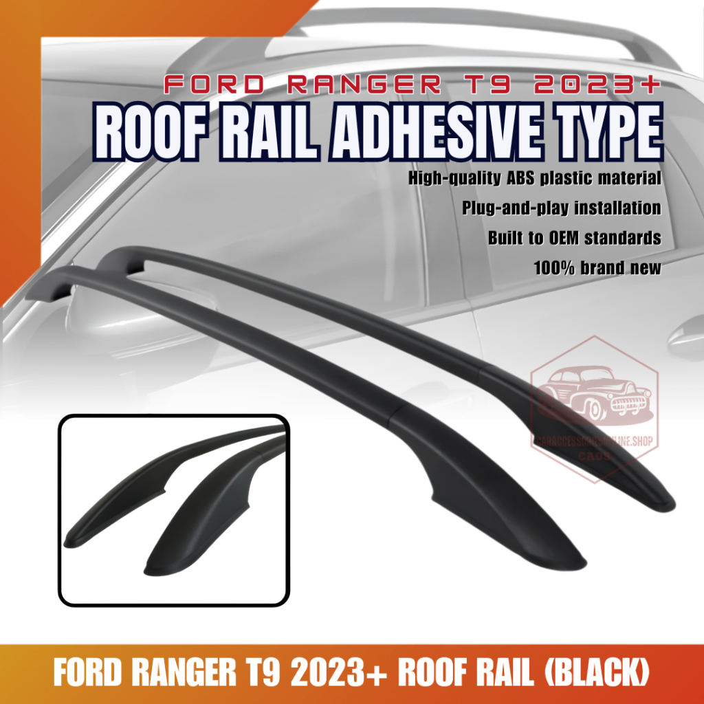 CAOS FORD RANGER T9 2023+ Roof Rail OEM Adhesive Type (Black) (10138 ...