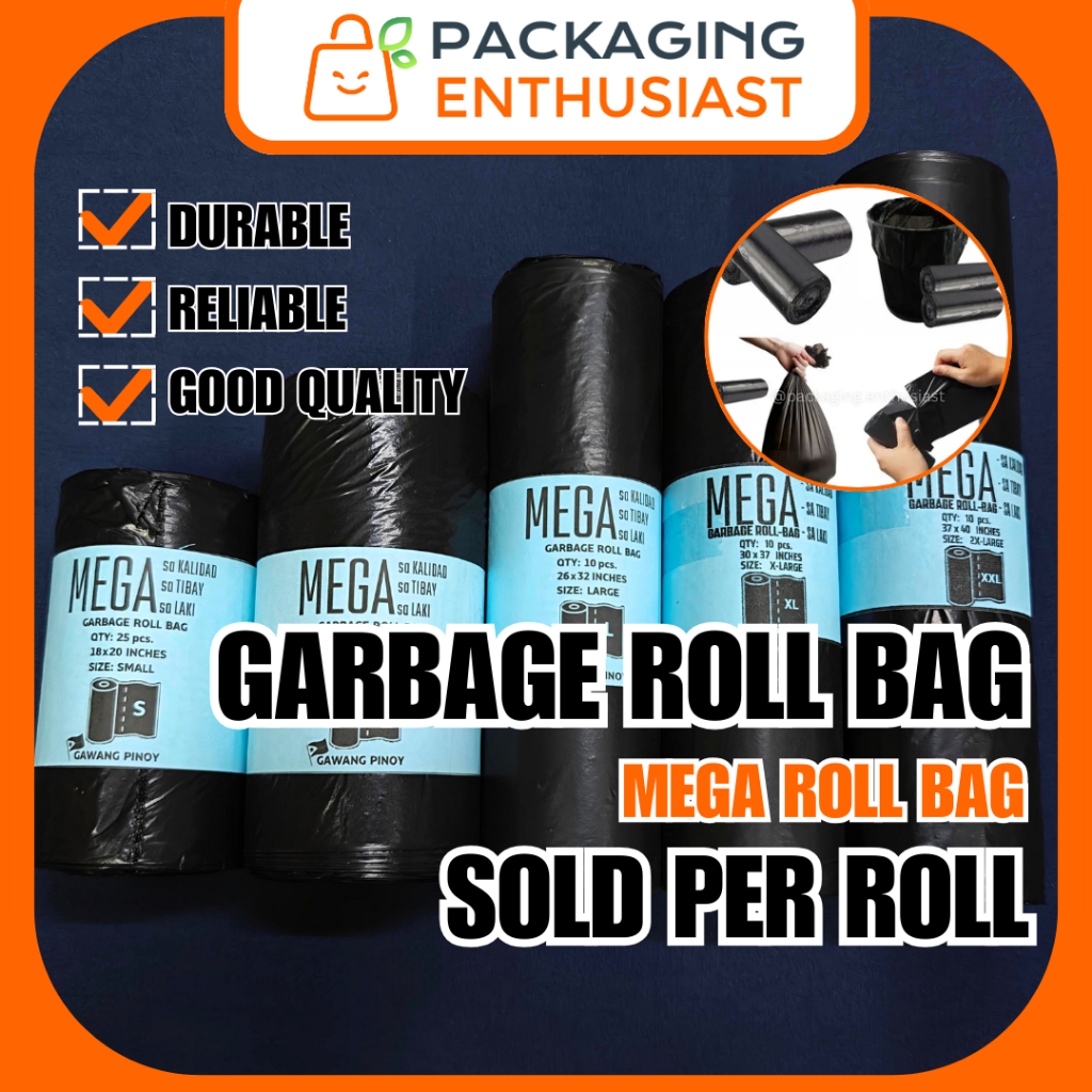 Garbage Bag / Trash Bag (Roll) (Black) 10/25 PCS (S M L XL XXL ...