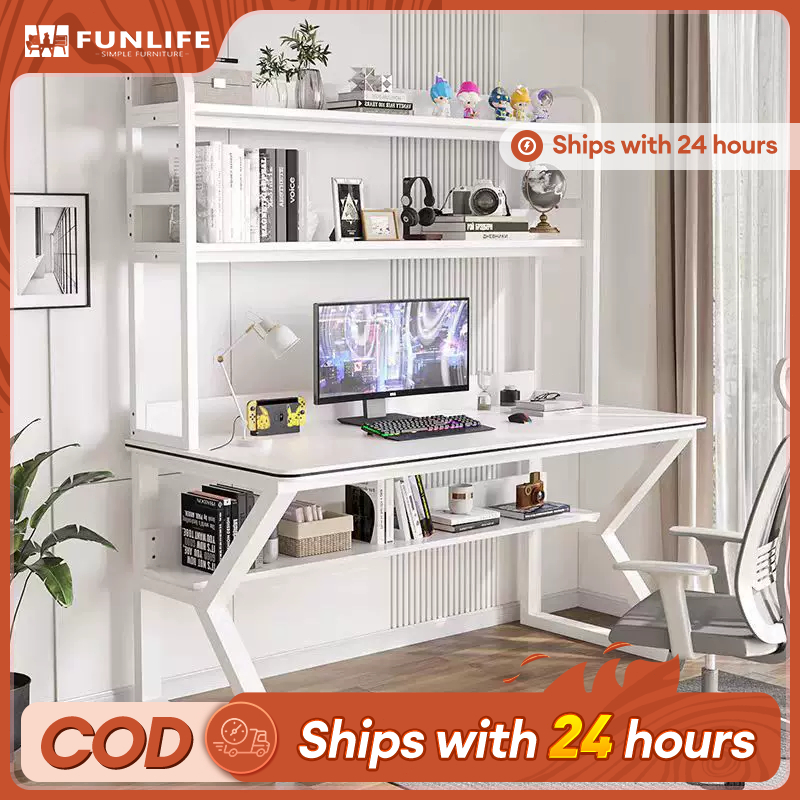 80/100/120/140 Simple Home Solid Study Table With Bookshelf Multiple ...