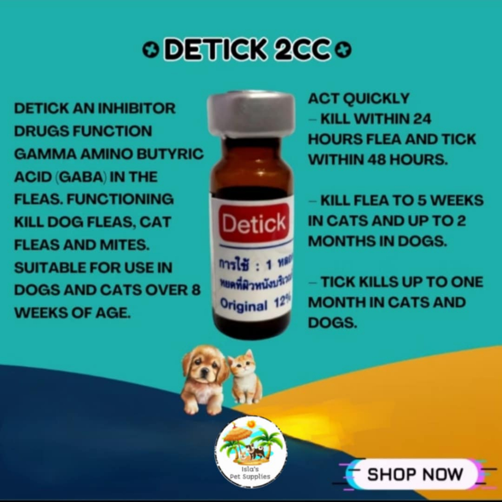 Detick – Solution for Scabies, Fungal, Lice, Ticks For Pets (2cc ...