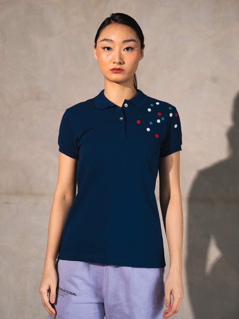 COLLEZIONE C2 REGULAR FIT 24WT1K001 NAVY Pique Polo Shirt Women Key ...
