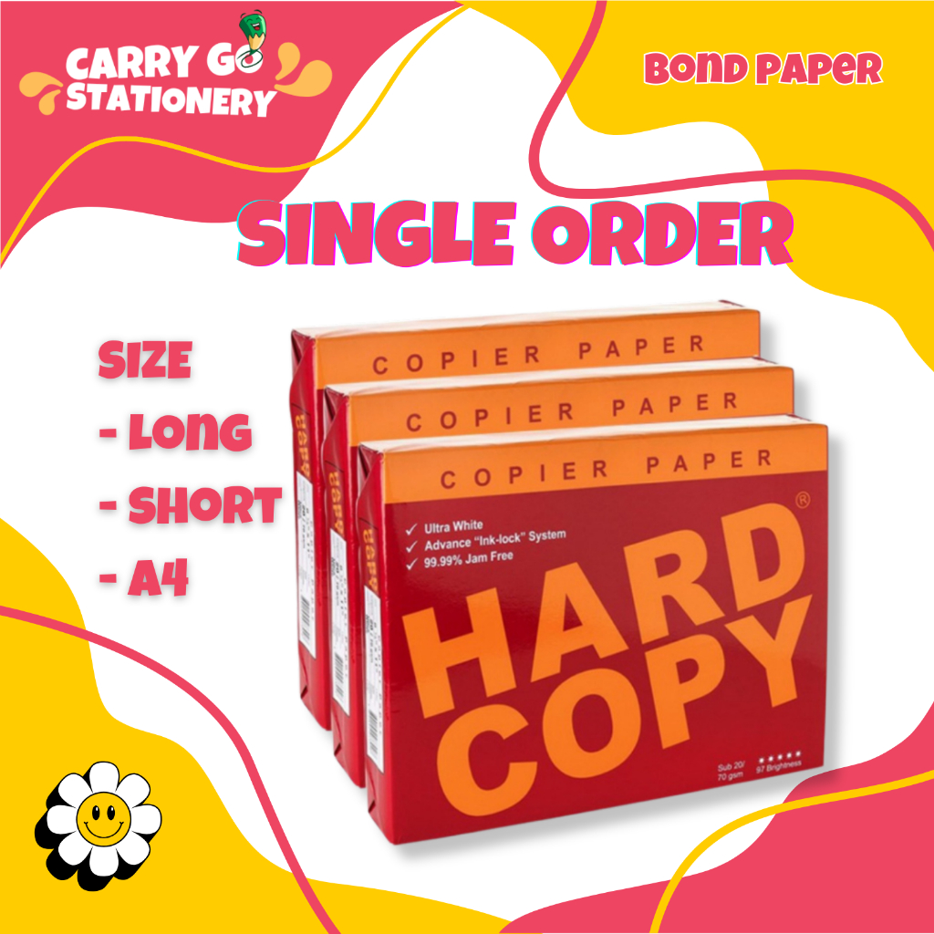 3 PCS Hard Copy Premium Bond Paper Short / A4 / Long 70gsm 500 Sheets ...
