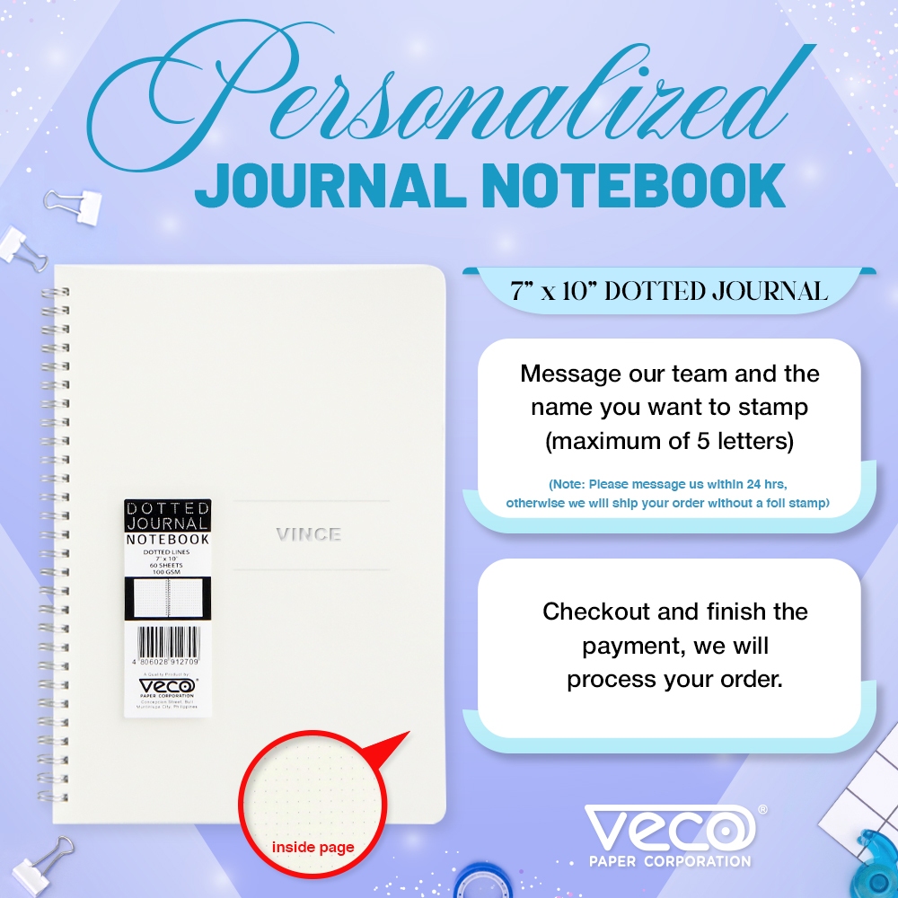 Veco Journal Notebook 7x10in 100gsm 60's deluxe cream inside pages w ...