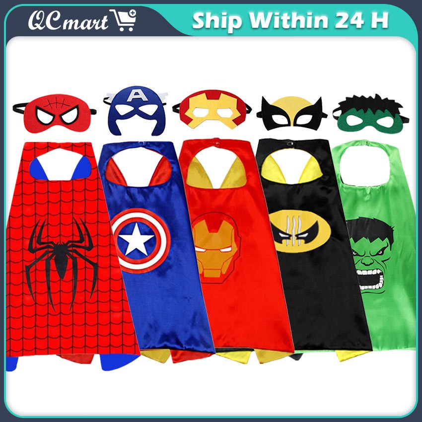 【Fast Shipment】 Superhero Cosplay Capes for Boys Girls Captain America ...