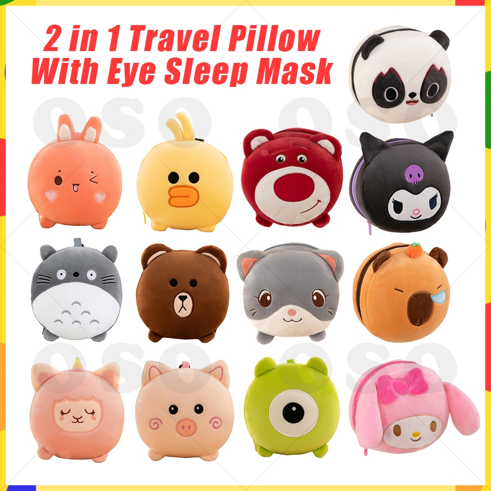 Portable 2-in-1 Eye Mask Neck Pillow Convenient Travel Pillow Lunch ...