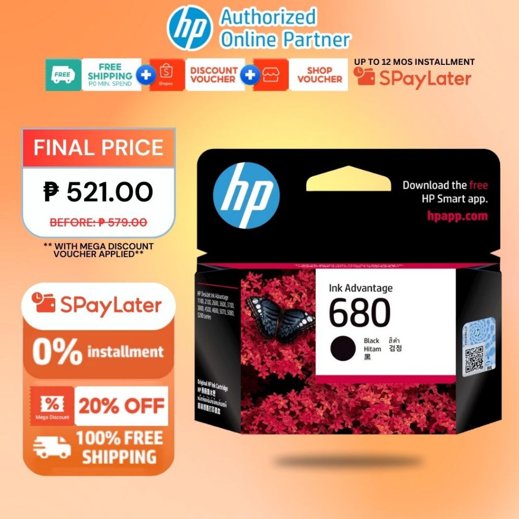 HP 680 Original Ink Advantage Cartridge Compatible with HP Deskjet ...