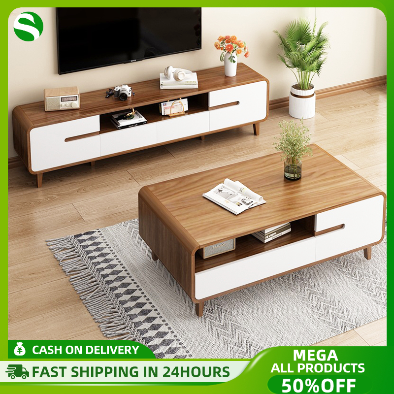 Wooden TV Cabinet Tea table Modern Simple TV Stand Living Room Tv Rack ...
