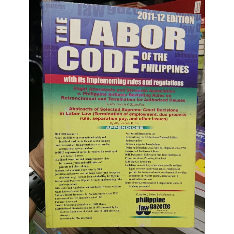 THE LABOR CODE OF THE PHILIPPINES 2011-12 EDITION | Shopee Philippines