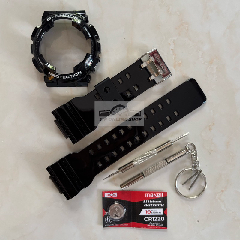 G-shock Strap and Bezel Glossy Blackwhite FREE Tools&Battery for GA100 ...