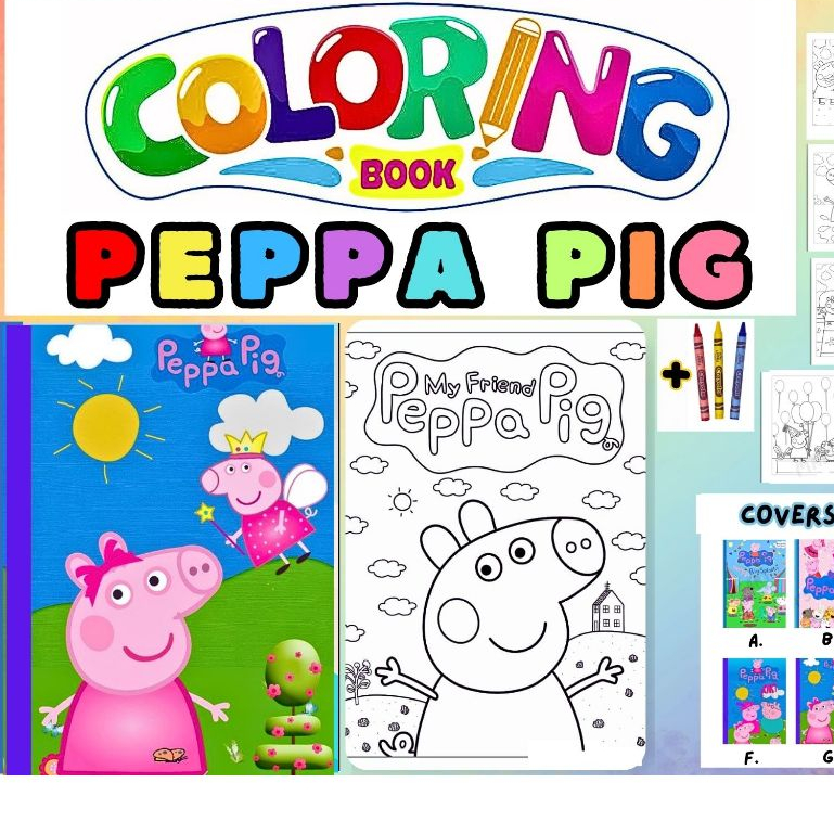 PEPPA PIG STYLE COLORING ACTIVITY BOOK FOR KIDS FUN CUTE EDUCATIONAL ...