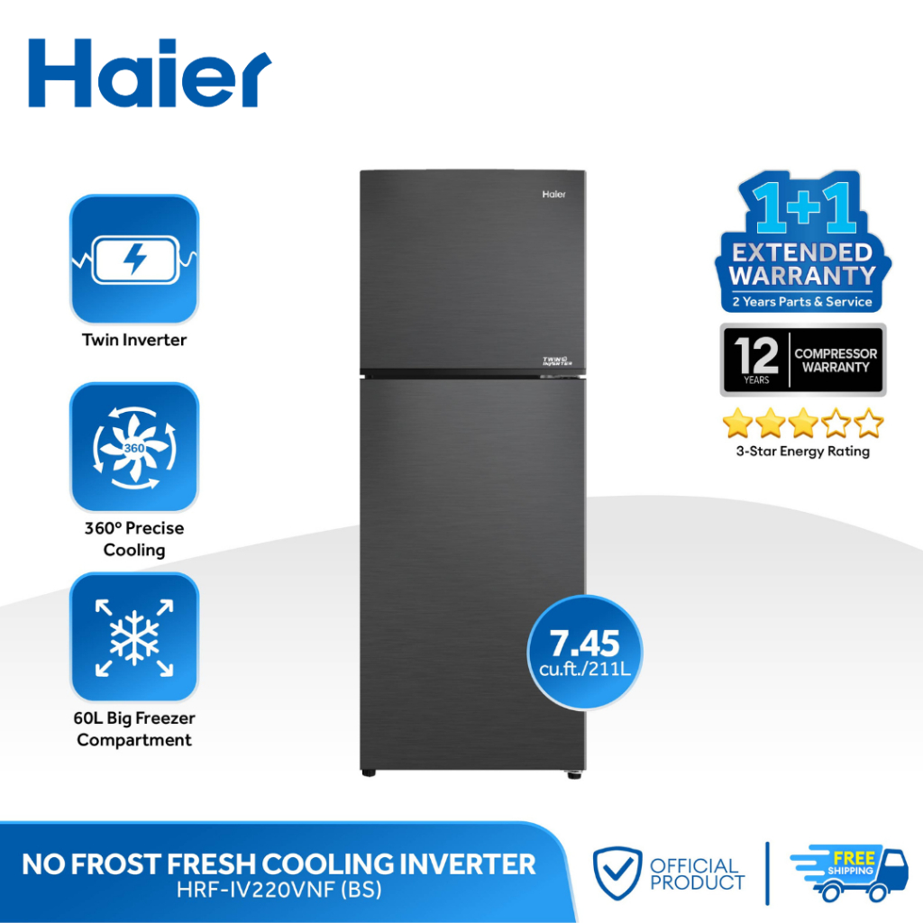 Haier 7.5 cu.ft. Twin Inverter No-Frost Two Door Refrigerator HRF ...