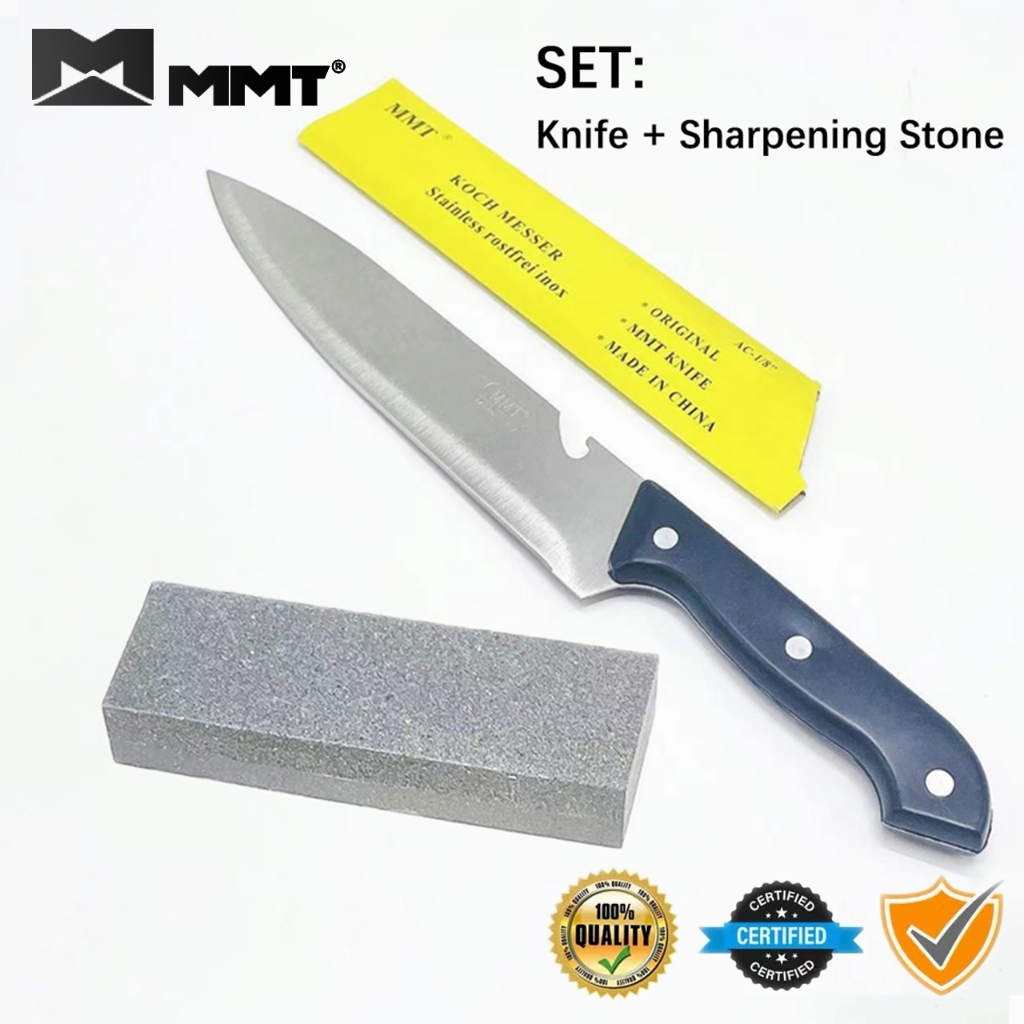 MMT Kitchen Knife 8” with Carborandum Combination Sharpening Stone 6 ...