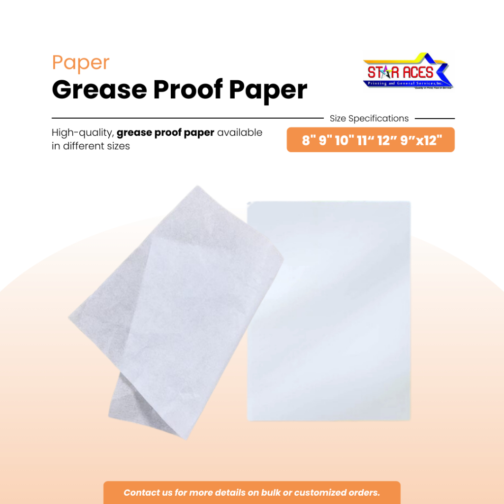 Grease Proof Paper Size 8, 9, 10, 11, 12, 9x12 (480 Pieces) | Shopee ...