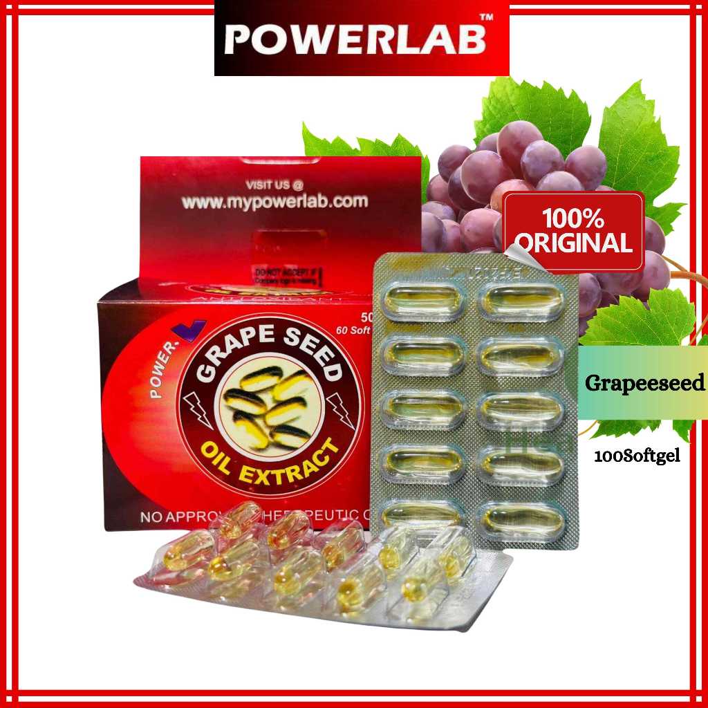 Powerlab Original Grapeseed Oil Extract Powerful Anti Oxidant 500mg ...