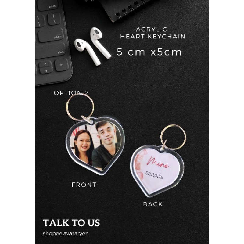 CUSTOMIZED HEART ACRYLIC KEYCHAIN valentines keychain (Choose your ...