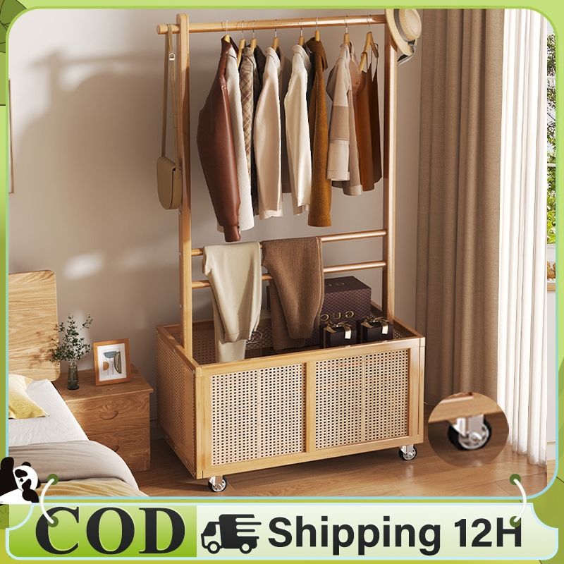 WoodLand Clothes Rack Trolley Clothes Hanger Drying Rack With Wheels ...