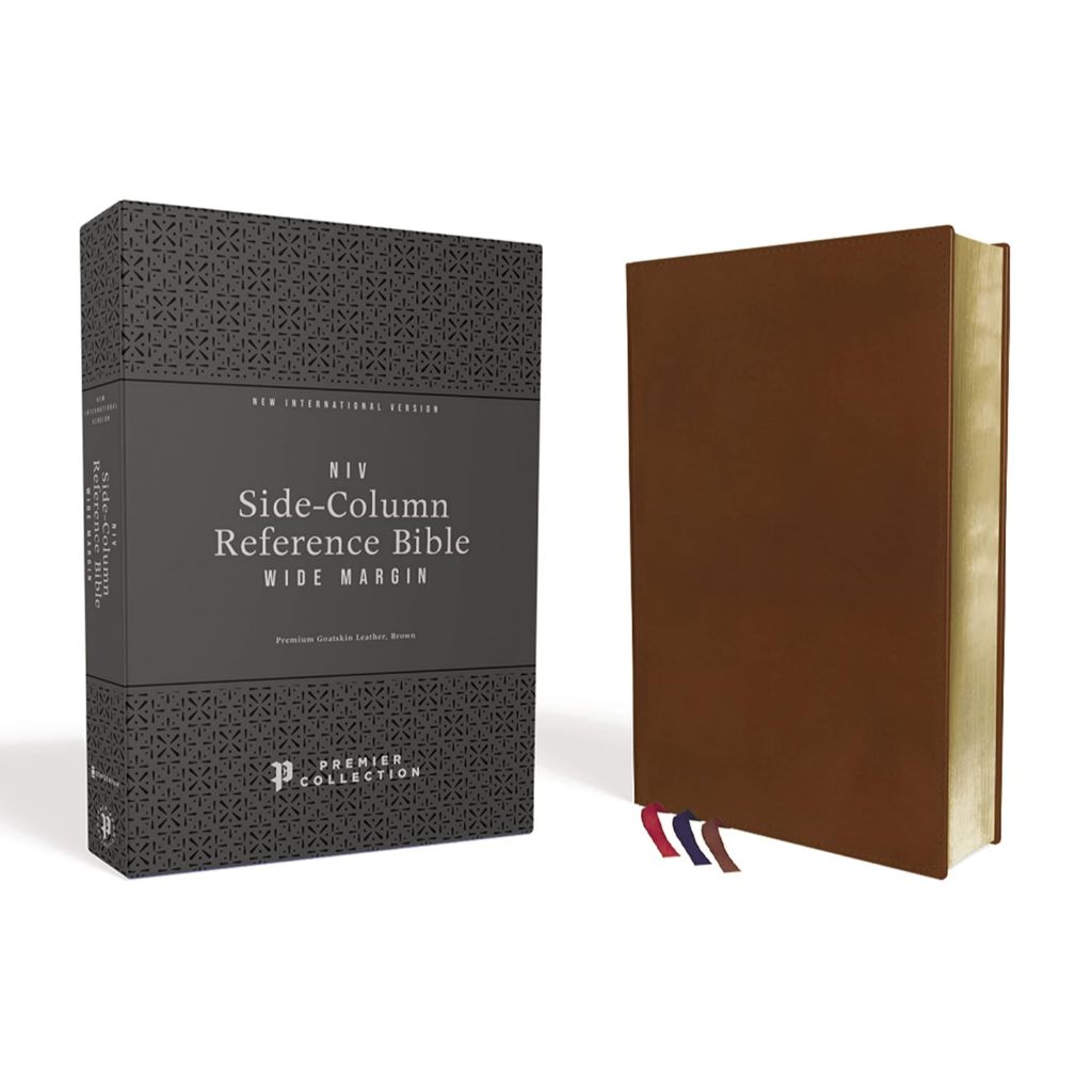 NIV Premier Collection Single Colum Side Reference Bible, Premium Brown ...
