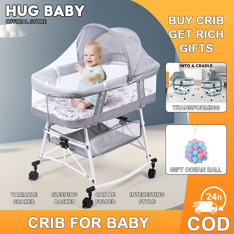 3 in 1 Baby Rocker Crib Folding Swing Crib With Mosquito Nnet And ...