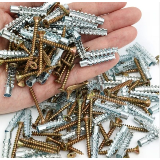 100PCS /50SET METAL TOX AND SCREW FOR WALL Expansion Tube Pipe Self ...