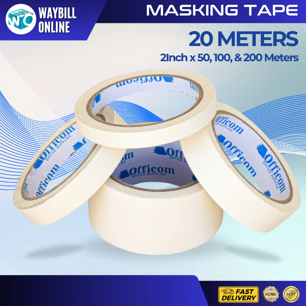 Masking Tape 20m Adhesive Tape 2 inch | 1 inch | 3/4 inch | 1/2 inch ...