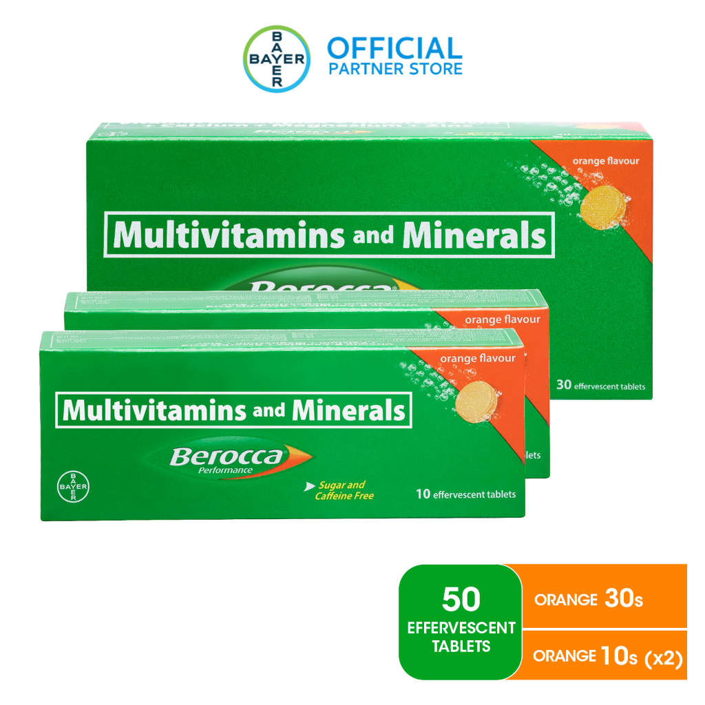 Berocca Orange Energy Vitamins Effervescent 30 Tablets + 10 Tablets x2 ...