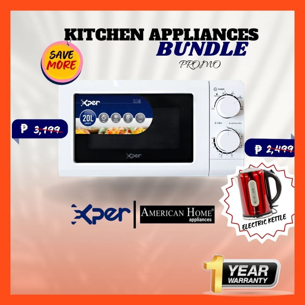 Kitchen Appliances Bundle ( Xper Microwave Oven EXMW-20L23W with Electric Kettle) | Shopee ...