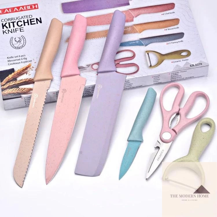 Rich Kitchen Knife Set 6 PCS Pastel Colors Stainless Steel Chef Knife ...