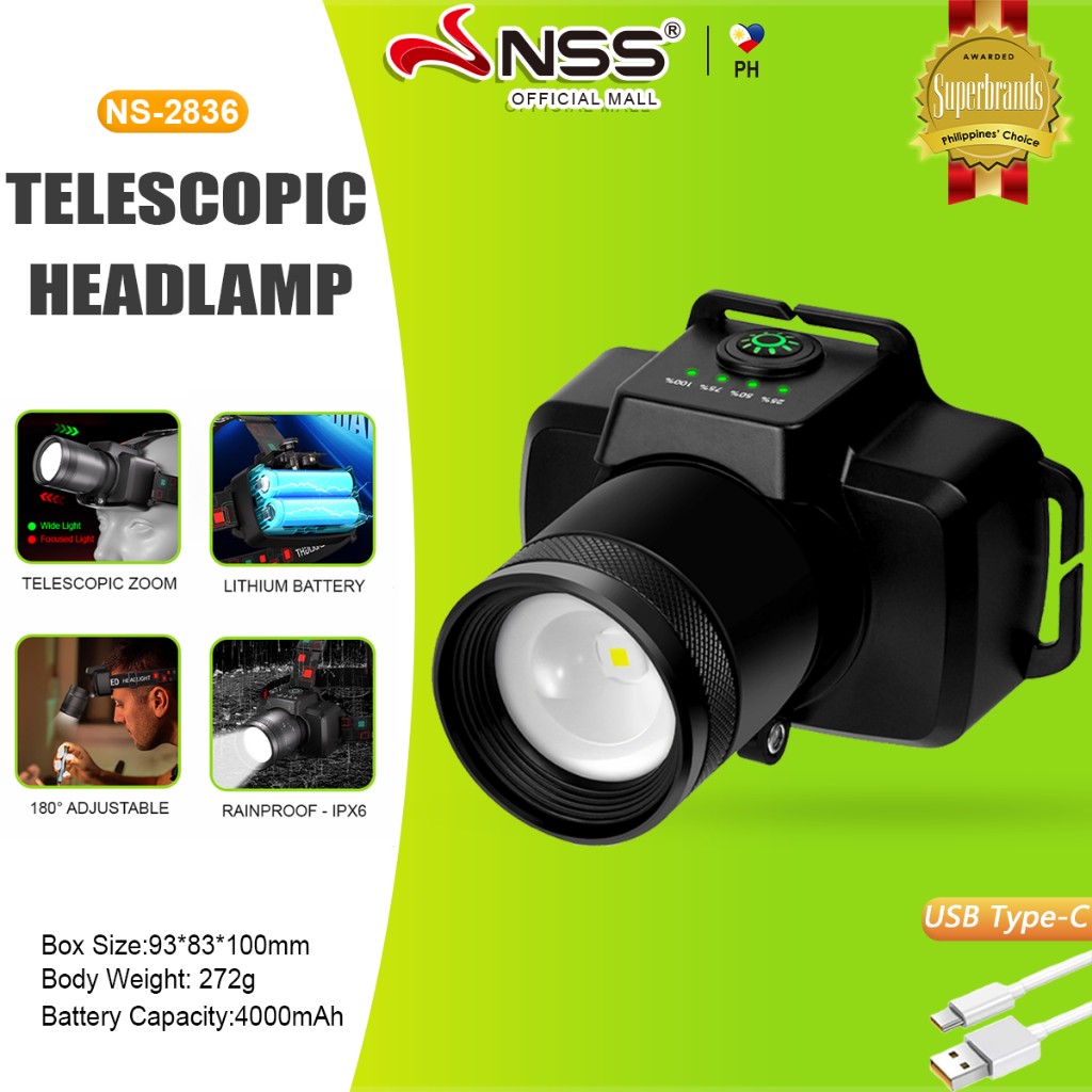 NSS Portable Telescopic Headlamp Multifunction Waterproof Flashlight ...