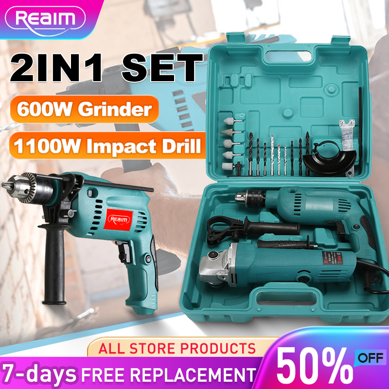 REAIM Grinder and Drill Set Original Heavy Duty Impact Drill Bit Set ...