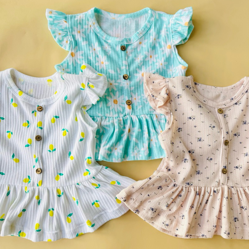 PP Apparel Kids Printed Butterfly Peplum & Pants Girls Ribbed Knitted ...