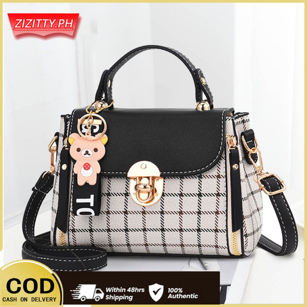 Luxury Leather Sling Bags for Women with Keychain Bags Vintage Designer ...