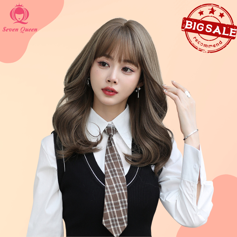 "Seven Queen" Wig 45cm long curly pear head big wave air bangs wig ...