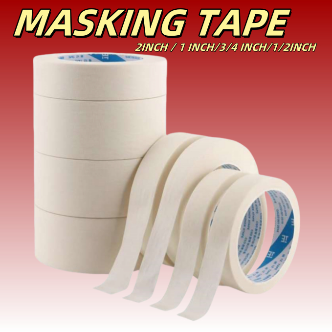 Masking Tape Paper Tape 2 inch | 1 inch | 3/4 inch | 1/2 inch Adhesive ...
